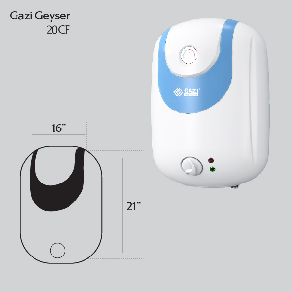 20CF Gazi Geyser - 20 Litre Water Heater for Efficient Heating